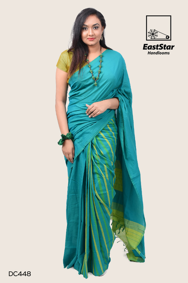 Grapple Green Handloom Cotton Saree DC448 – East Star Handlooms