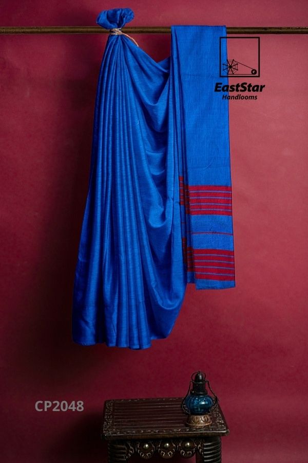 Blue & Red Puni Cotton Saree CP2048 – East Star Handlooms