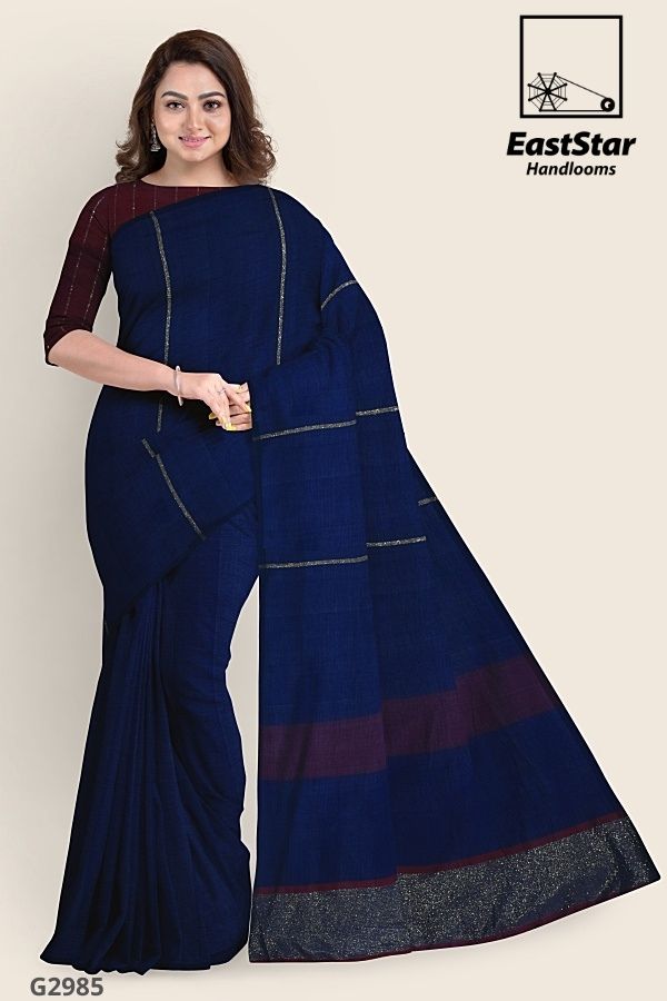Blue Handlooms Glossy Cotton Saree G2985 – East Star Handlooms