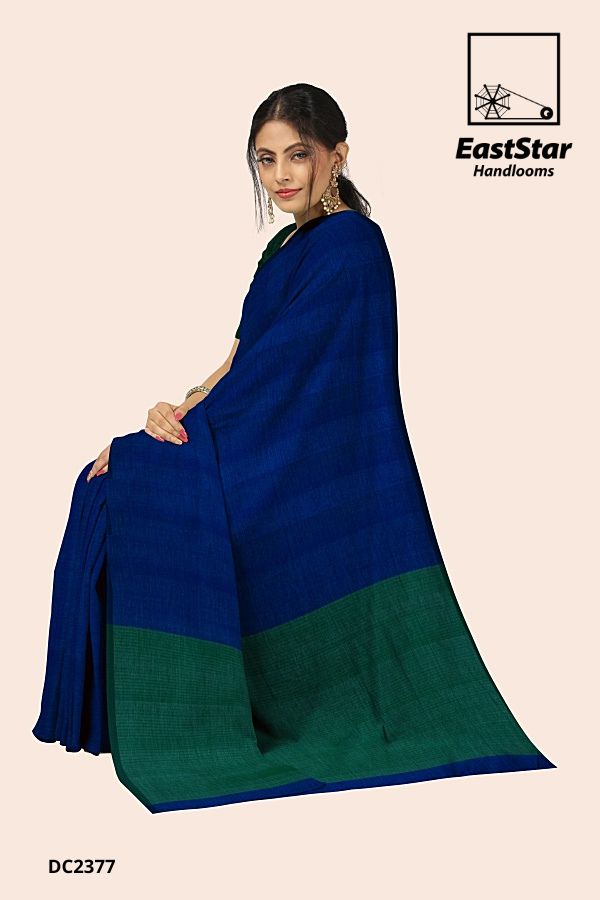 Blue And Green Handloom Cotton Saree DC2377 – East Star Handlooms