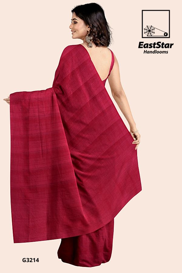 Red Handloom Glossy Cotton Saree G3124 – East Star Handlooms