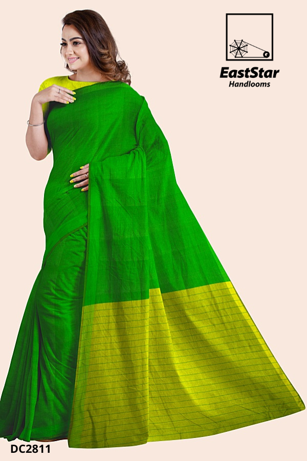 Green Handloom Cotton Saree DC2811 – East Star Handlooms