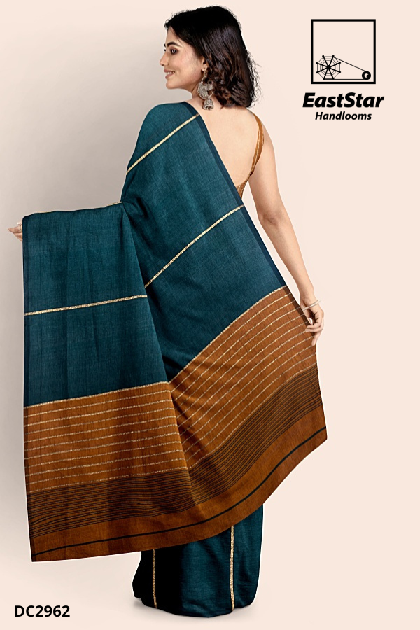 Teal Colour Handloom Cotton Saree DC2962 – East Star Handlooms