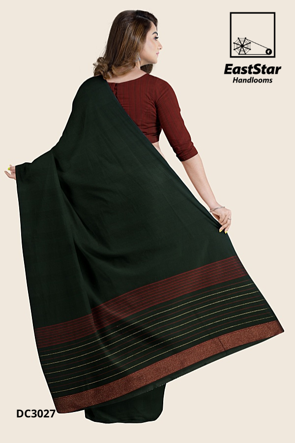 Dark Green Handloom Cotton Saree DC3027 – East Star Handlooms