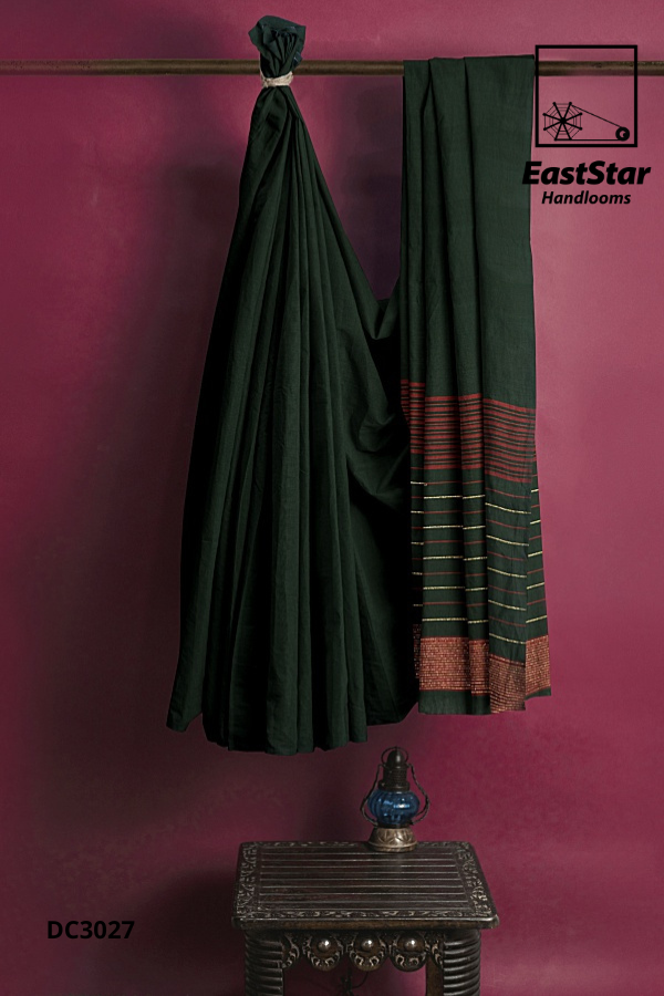 Dark Green Handloom Cotton Saree DC3027 – East Star Handlooms