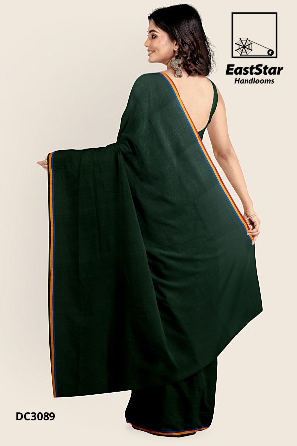 Dark Green Handloom Cotton Saree DC3089 – East Star Handlooms