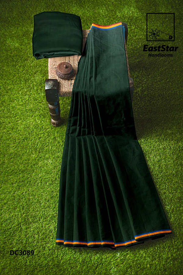 Dark Green Handloom Cotton Saree DC3089 – East Star Handlooms