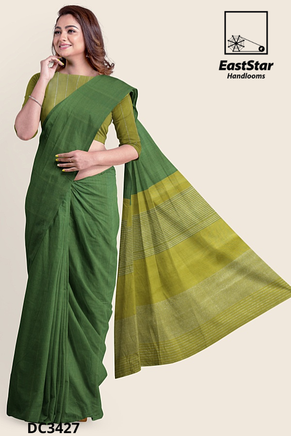 Green Handloom Cotton Saree DC3427 – East Star Handlooms