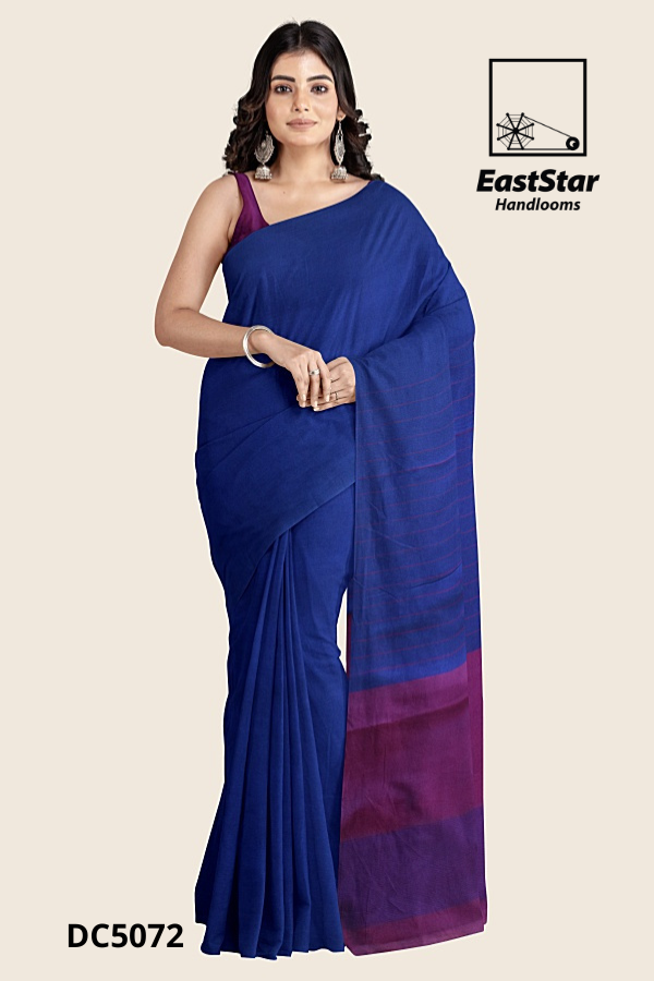 Royal Blue Handloom Cotton Saree DC5072 – East Star Handlooms